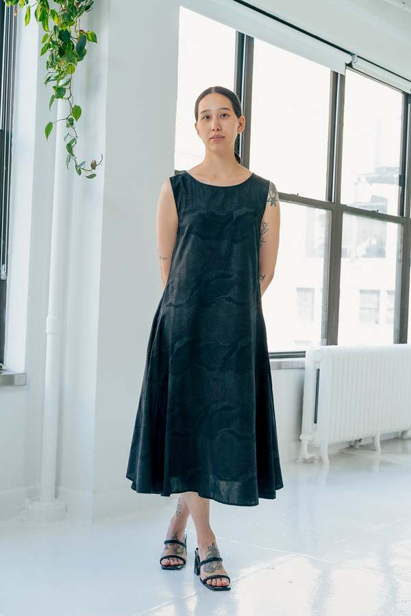 RUJUTA SHETH October Flare Dress - Black Bespatter Print | Garmentory