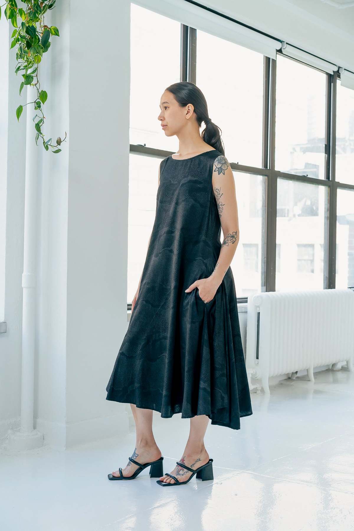 RUJUTA SHETH October Flare Dress - Black Bespatter Print | Garmentory
