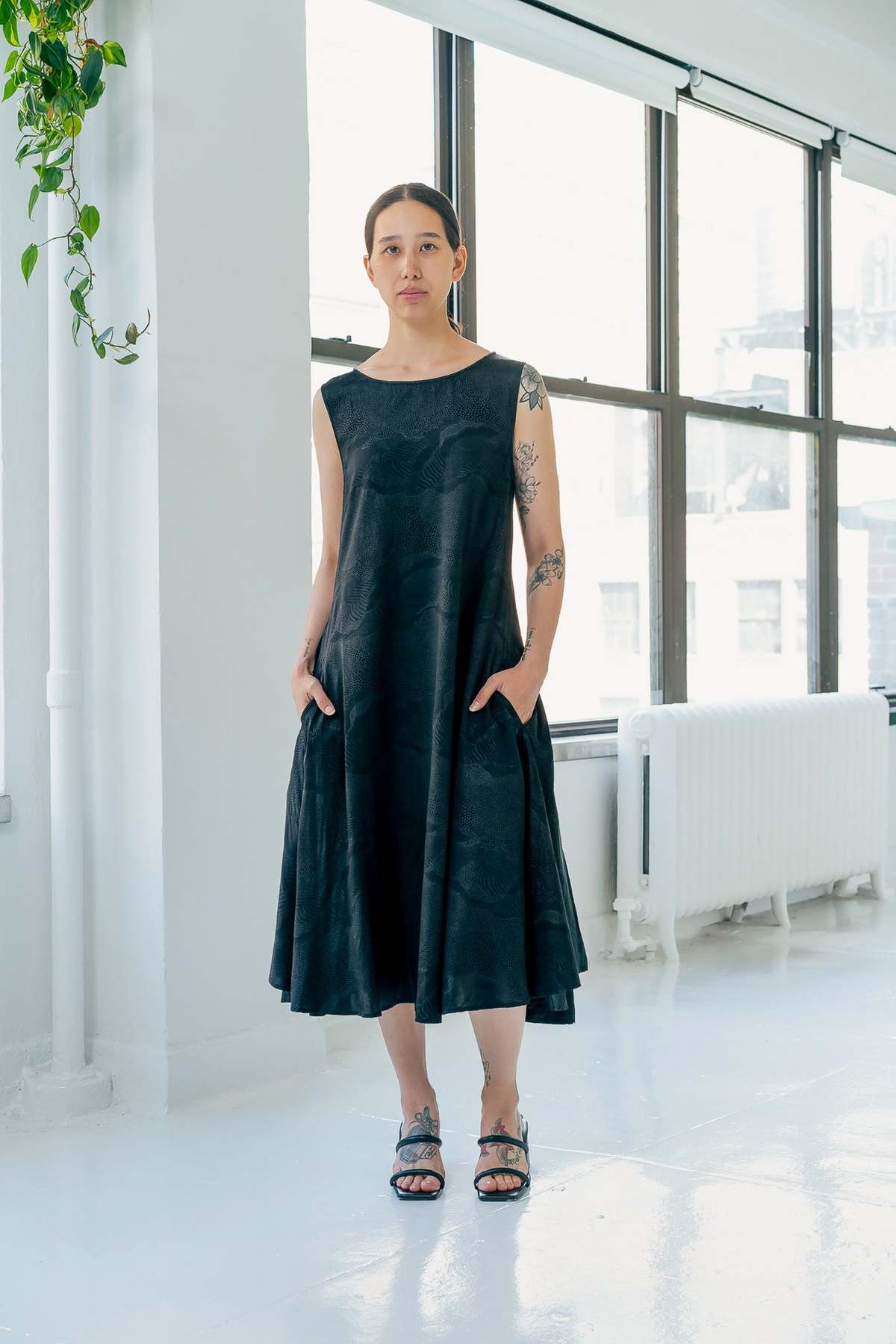 RUJUTA SHETH October Flare Dress - Black Bespatter Print | Garmentory
