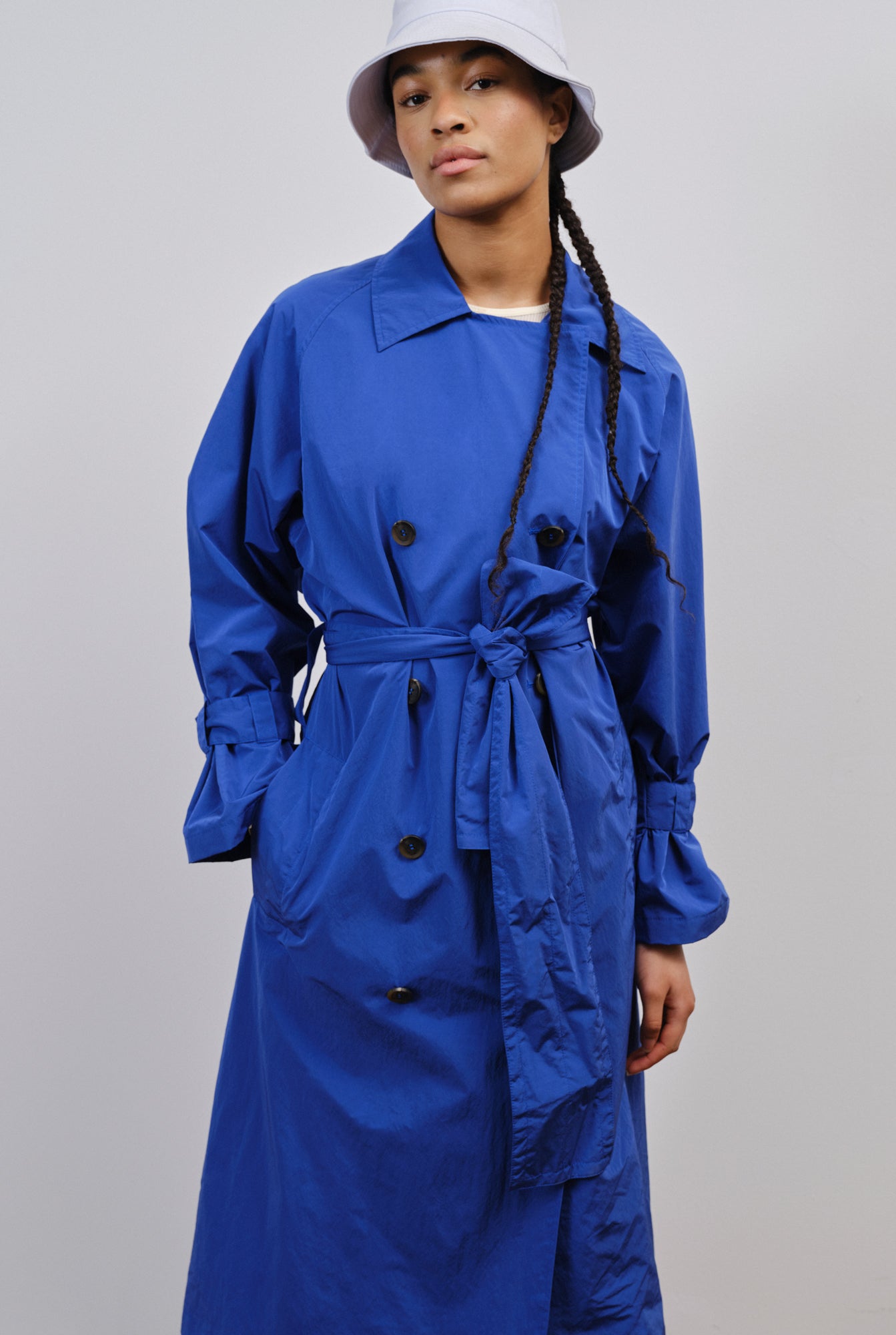 Embassy Of Bricks And Logs Kalvi Trench Coat - Embassy Blue | Garmentory