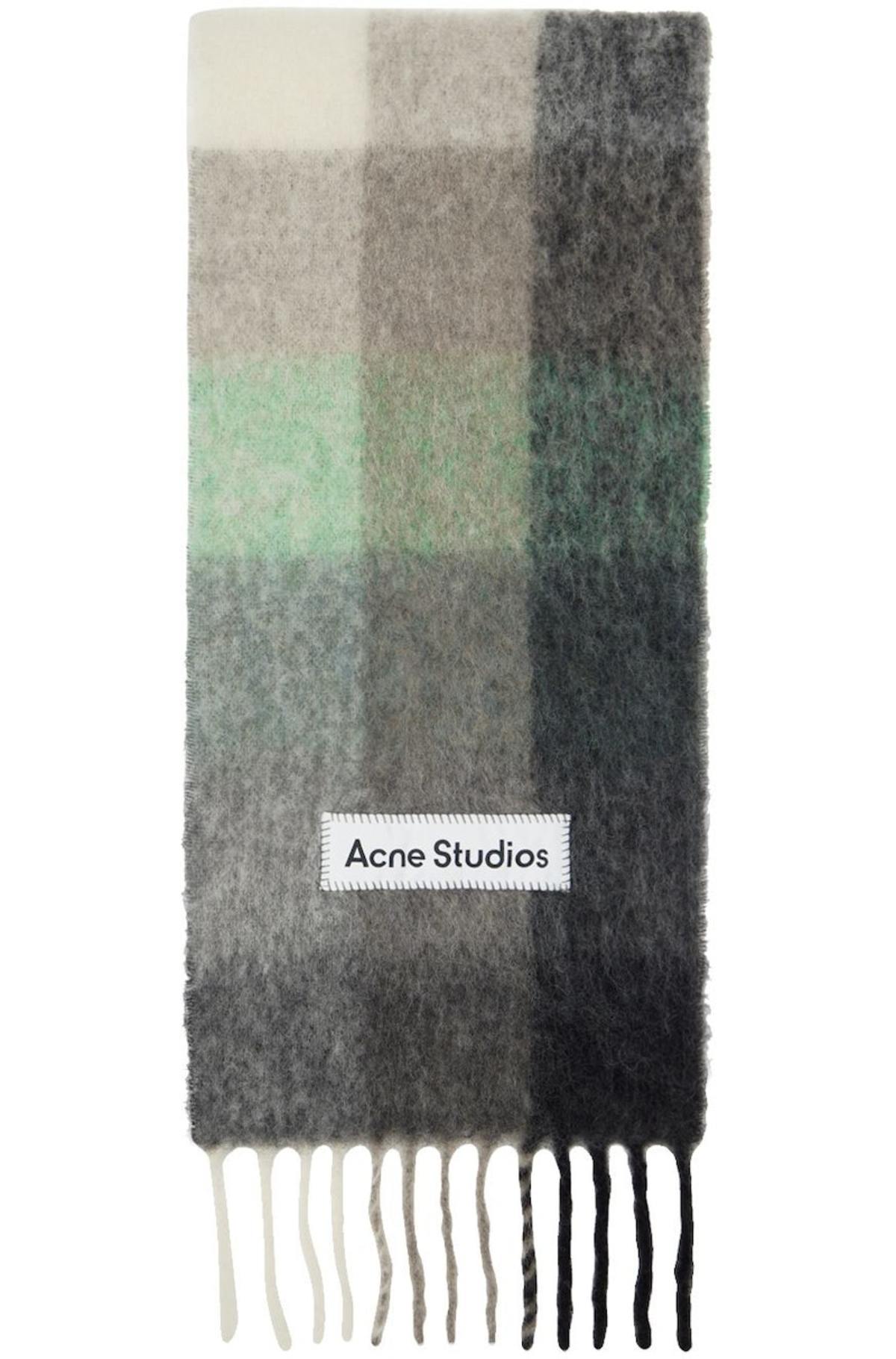 Acne Studios Check Scarf - Green/Gray | Garmentory
