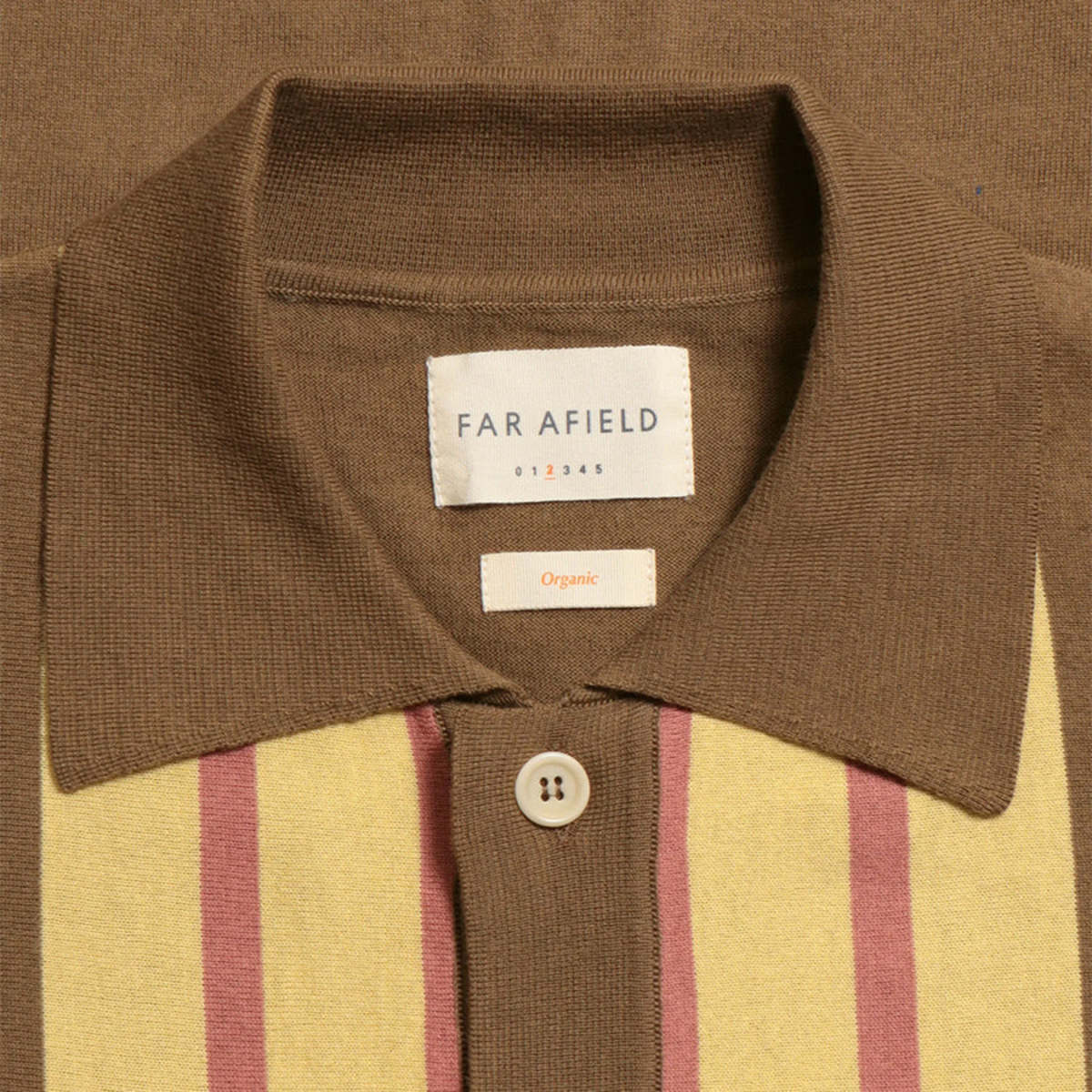 Far Afield Velzy Picchi Stripe S/S Polo Cardigan - Brown/Multi | Garmentory