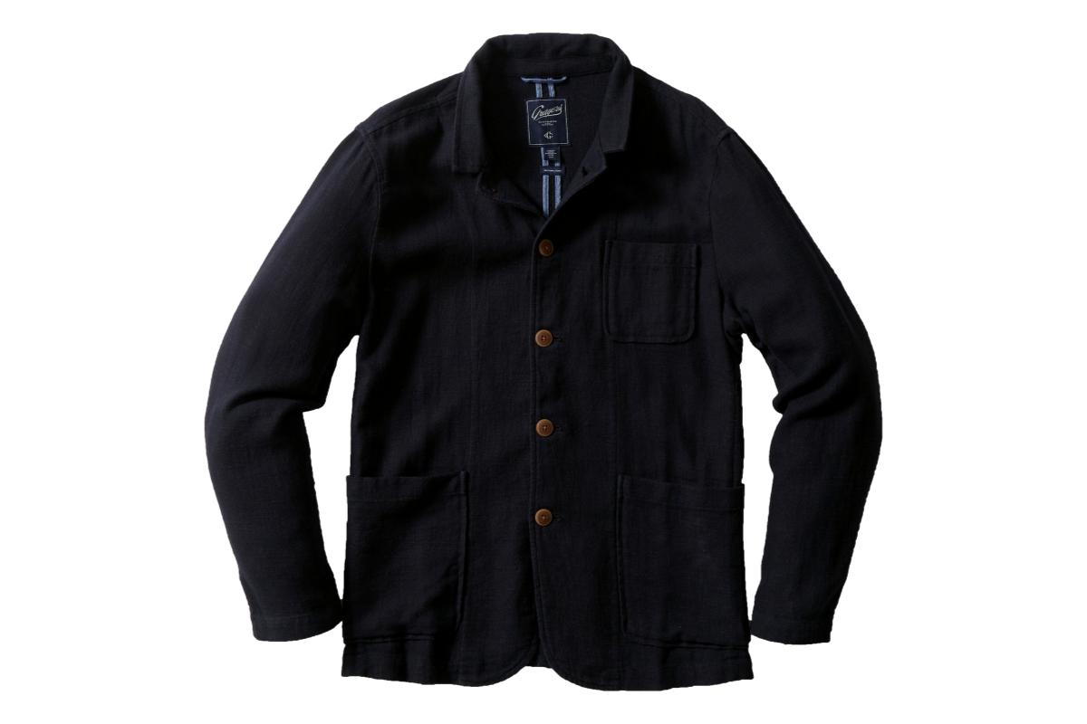 Grayers Nelson Ramie Stand Up Collar Blazer - Navy | Garmentory