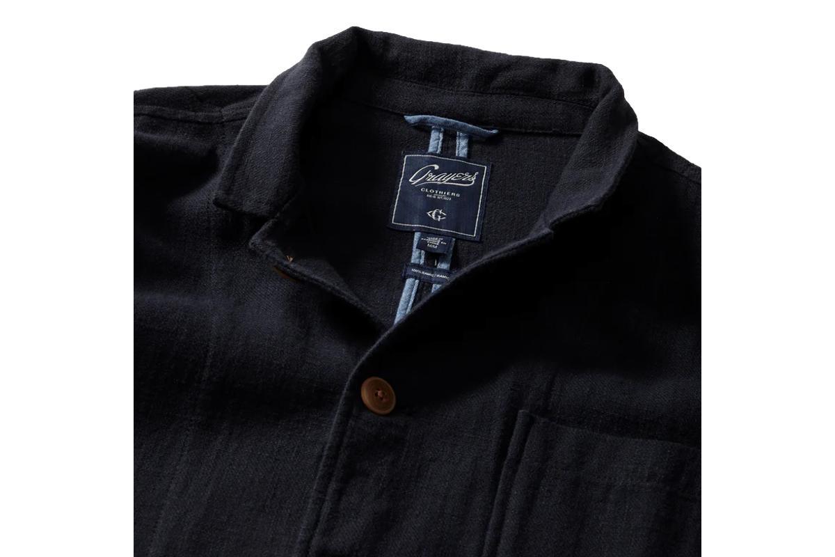 Grayers Nelson Ramie Stand Up Collar Blazer - Navy | Garmentory