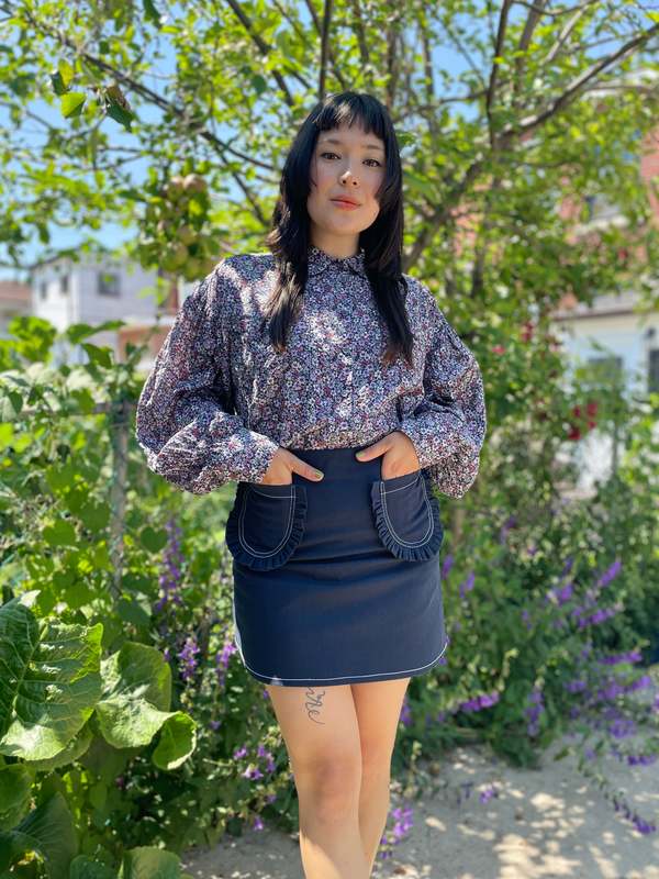 Eliza Faulkner Tate Mini Skirt - Navy Twill | Garmentory