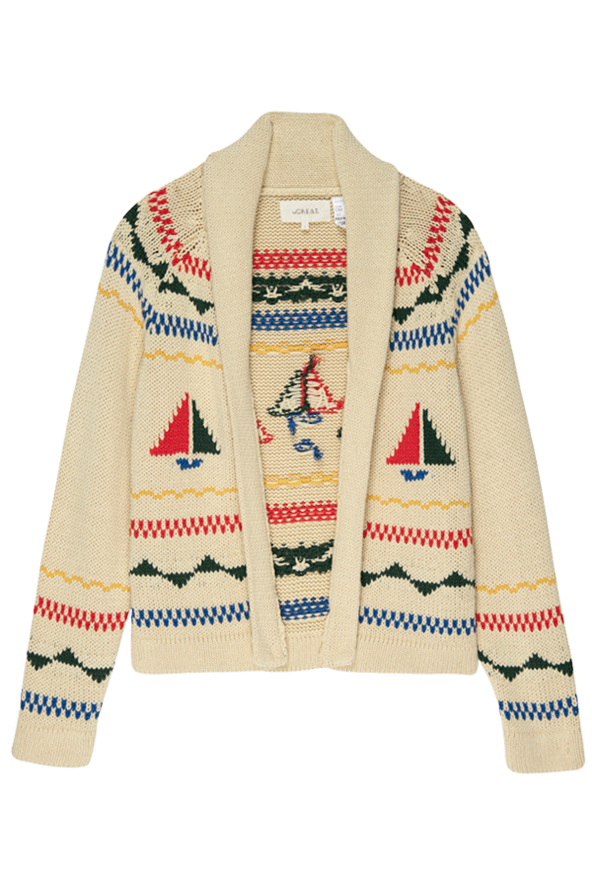 The Great. Sailboat Lodge Cardigan - Cream Multi | Garmentory