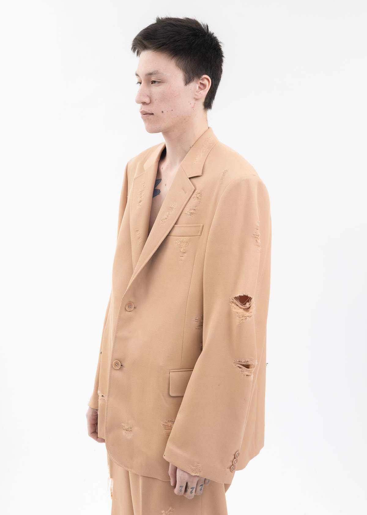 Doublet Destroyed Tailored Jacket - Beige | Garmentory