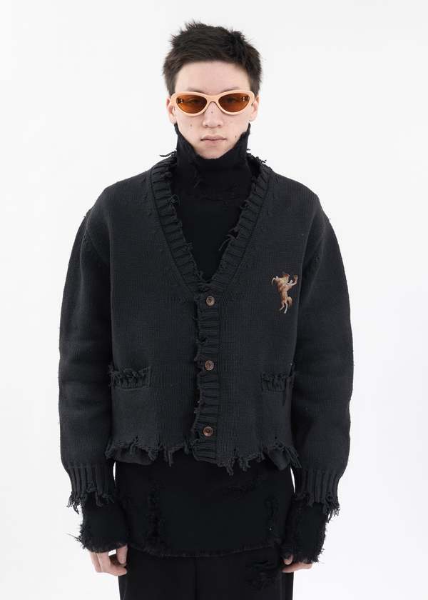 Doublet Oversized Cut-off Cardigan - Black | Garmentory