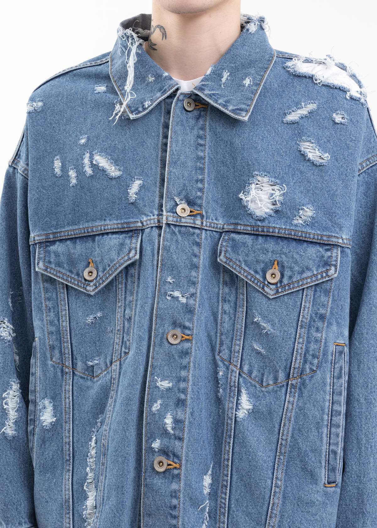 Doublet Destroyed Denim Jacket - Indigo | Garmentory