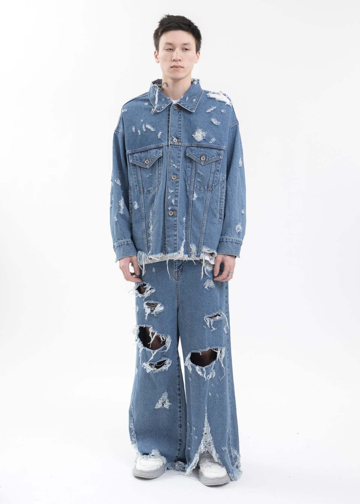 Doublet Destroyed Denim Jacket - Indigo | Garmentory