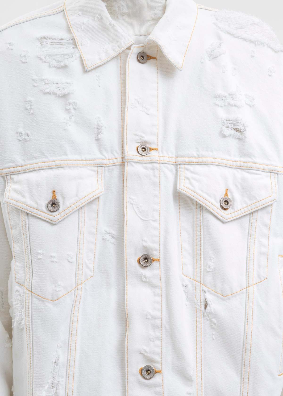 Doublet DESTROYED DENIM JACKET - WHITE | Garmentory