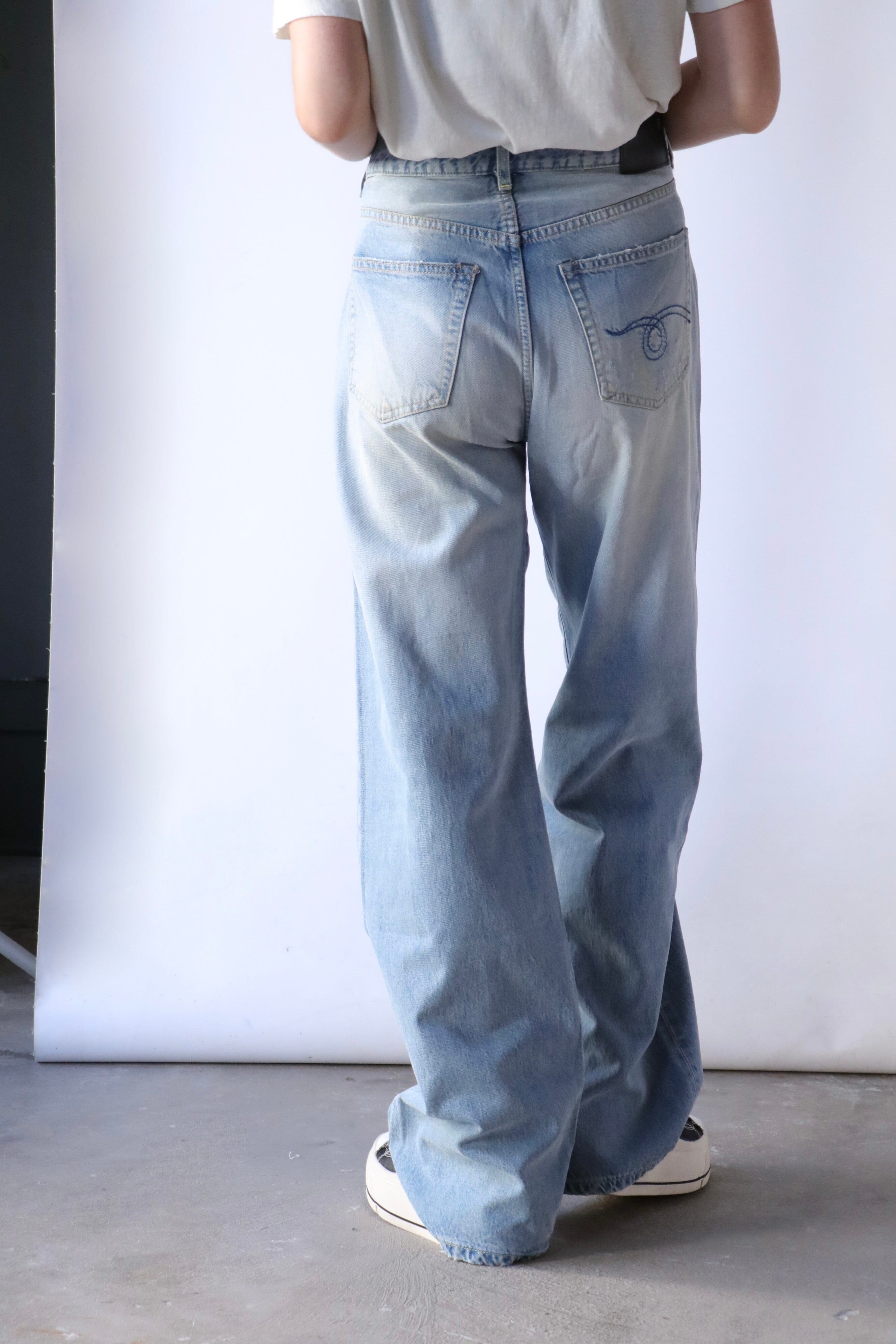 R13 Wide Leg Crossover Jean - Haven Blue | Garmentory