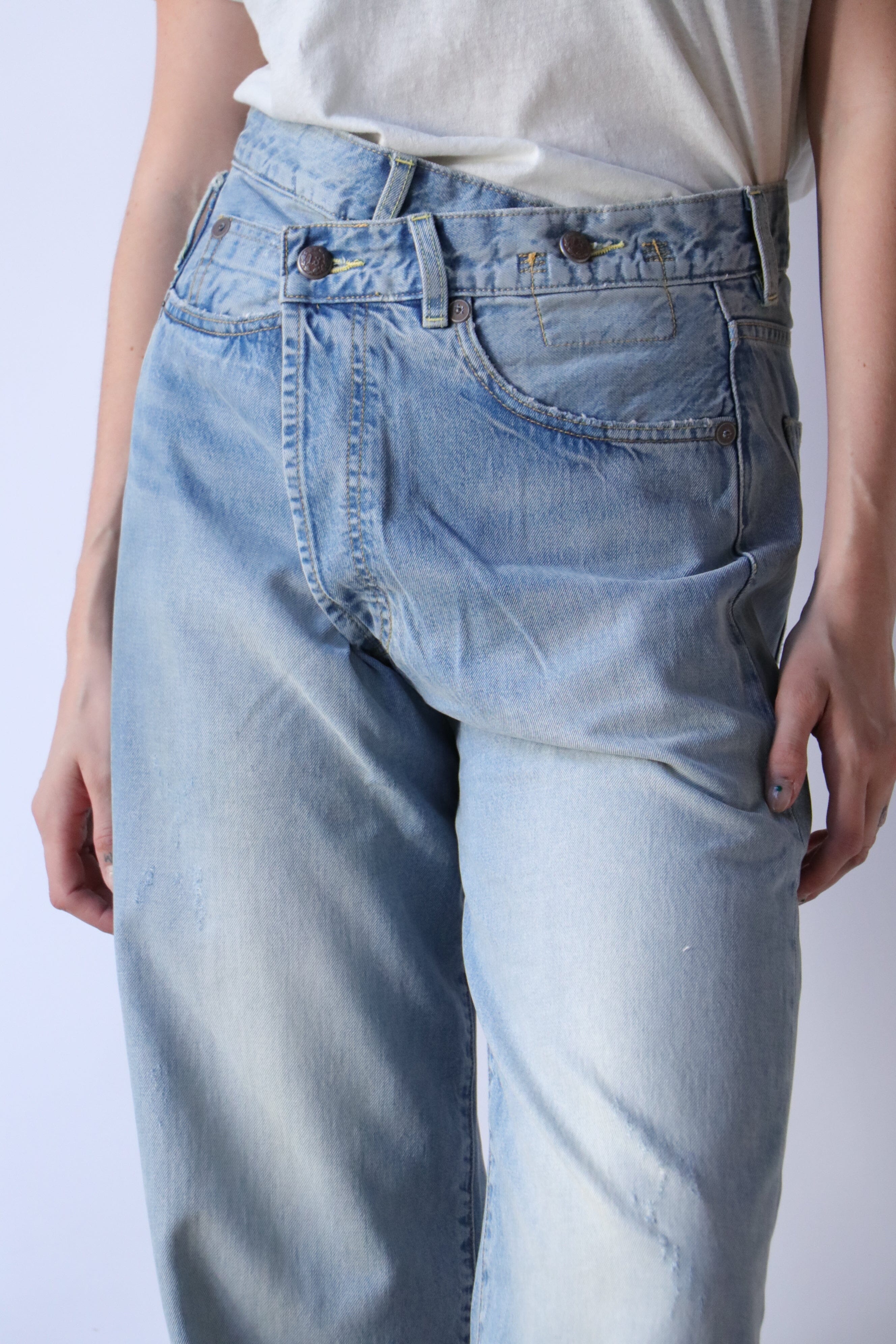 R13 Wide Leg Crossover Jean - Haven Blue | Garmentory