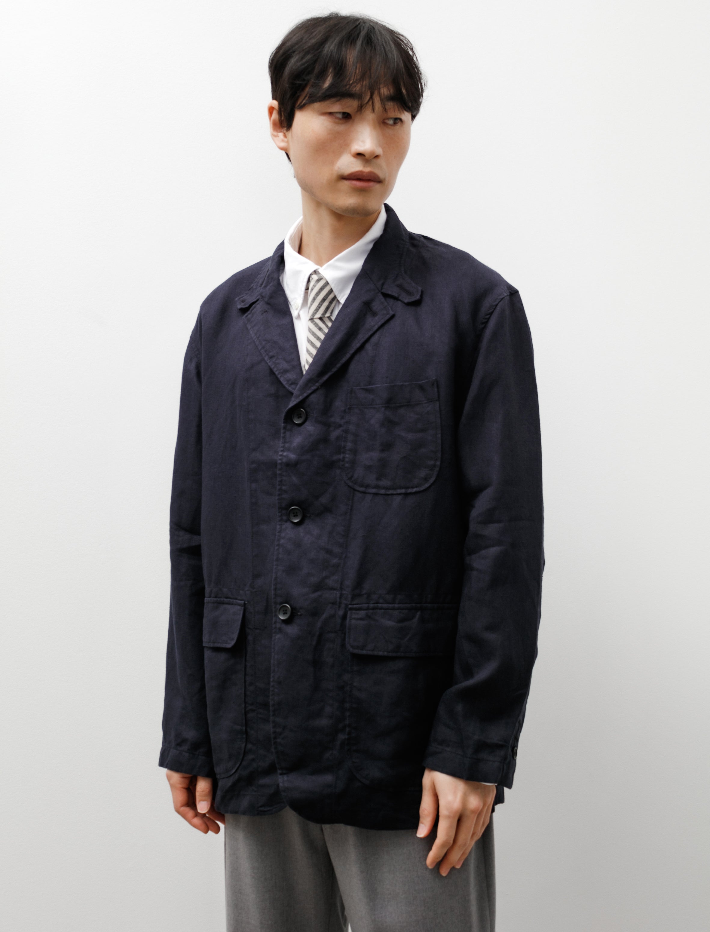 Engineered Garments Loiter Jacket - Navy Linen Twill | Garmentory