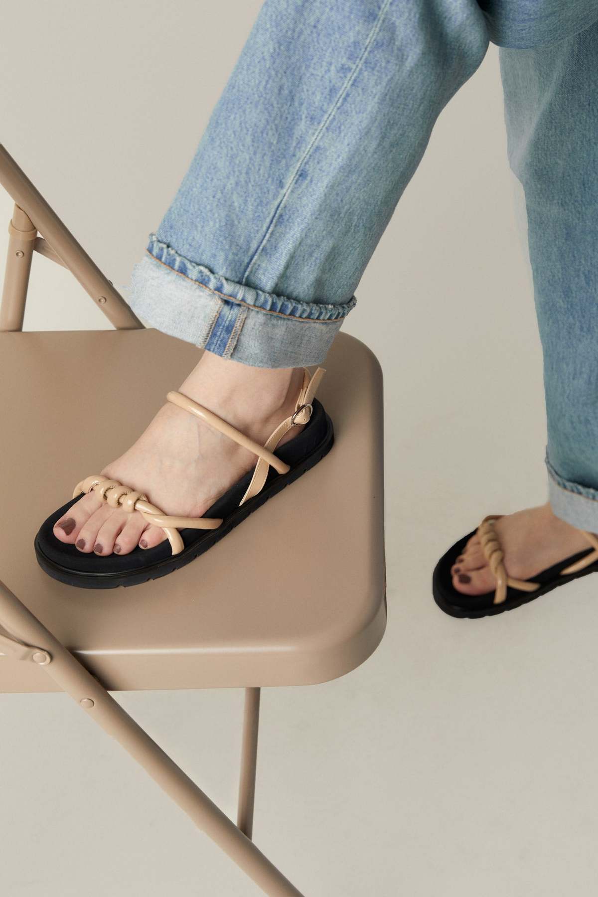 Reike Nen Noodle Knot Mold Sandals - Beige | Garmentory