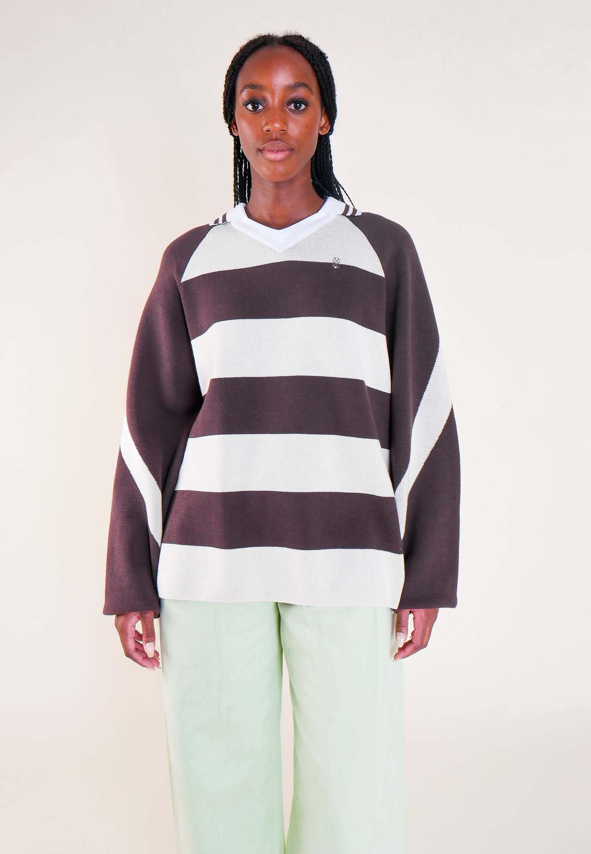 KIJUN Knit Rugby Top - Brown | Garmentory