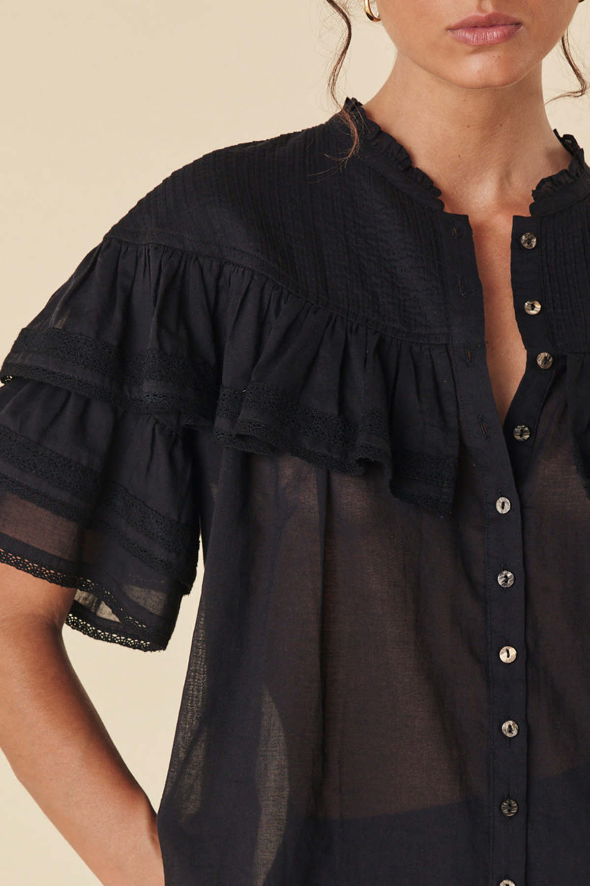 SPELL & THE GYPSY COLLECTIVE Dove Lace Blouse - Midnight | Garmentory