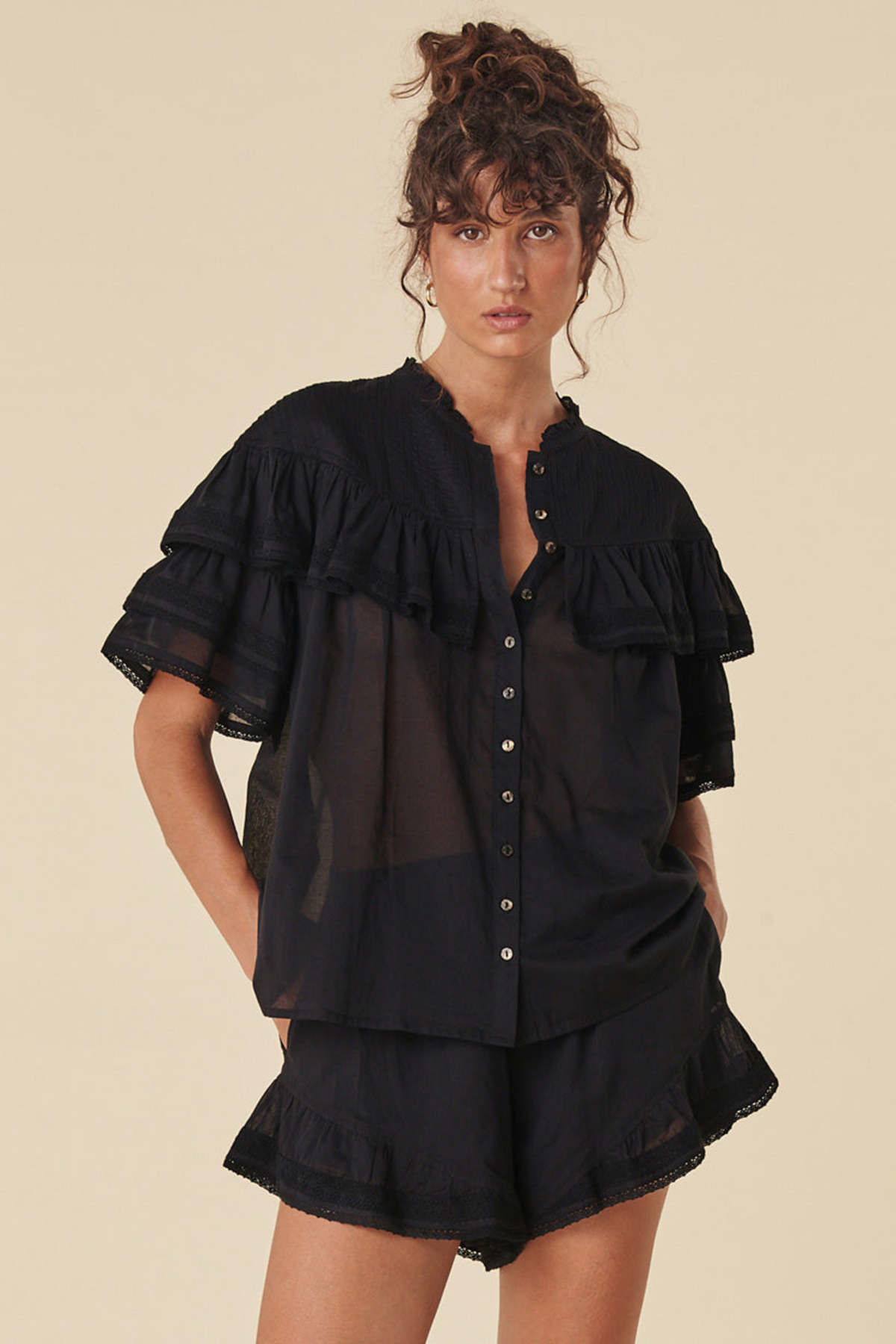 SPELL & THE GYPSY COLLECTIVE Dove Lace Blouse - Midnight | Garmentory