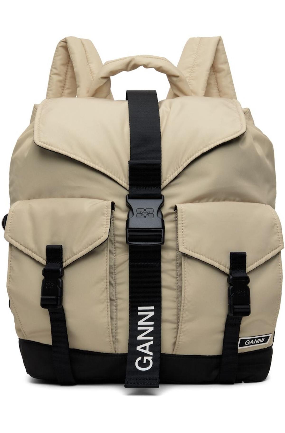 Ganni Tech Backpack - Pale Khaki | Garmentory