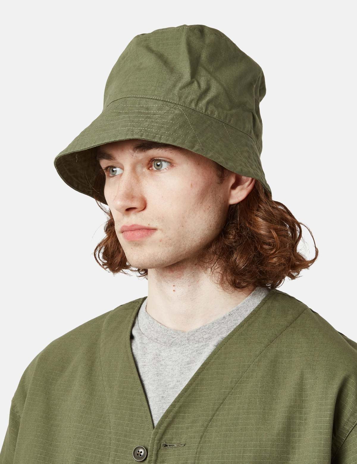 Engineered Garments Bucket Hat Cotton Ripstop - Olive Green | Garmentory