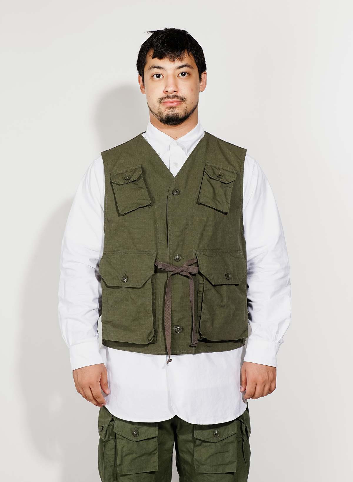 Engineered Garments Cotton Ripstop C-1 Vest - Olive | Garmentory