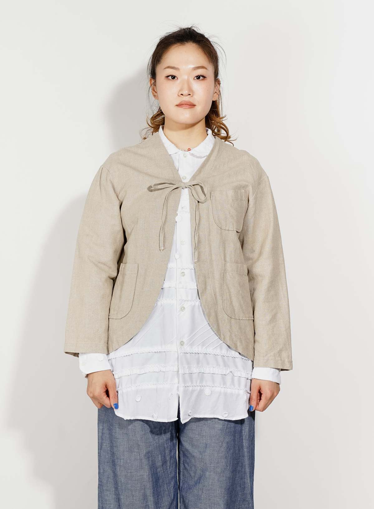 Engineered Garments Linen Cotton Cutaway Jacket - Natural | Garmentory