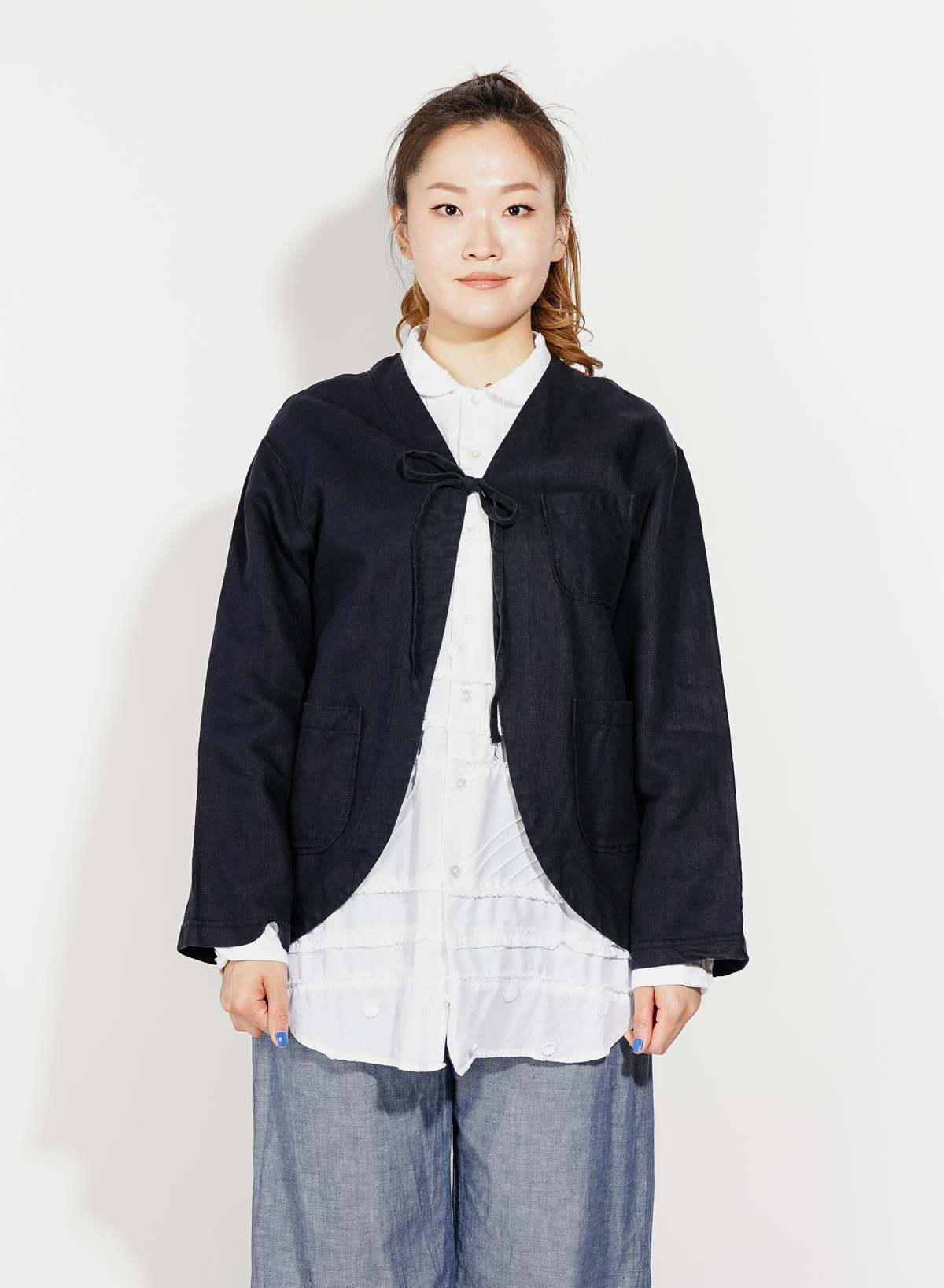 Engineered Garments Linen Twill Cutaway Jacket - Navy | Garmentory