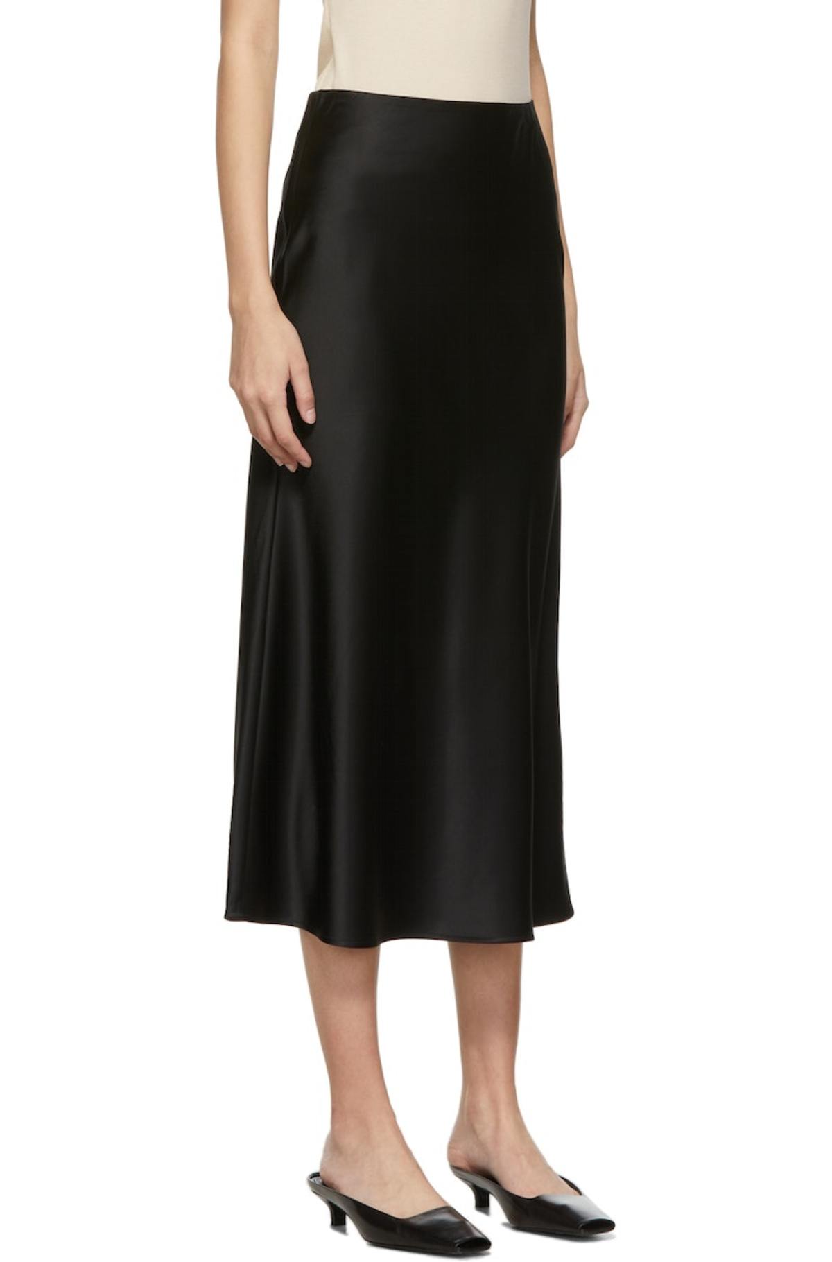 Totême Satin Bias Cut Skirt - Black | Garmentory