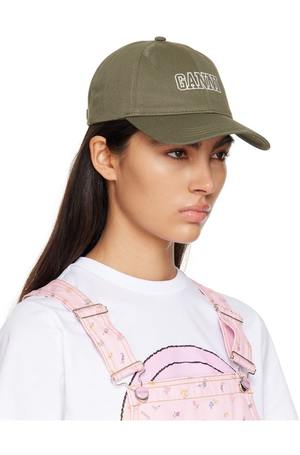Ganni Embroidered Cap - Khaki | Garmentory
