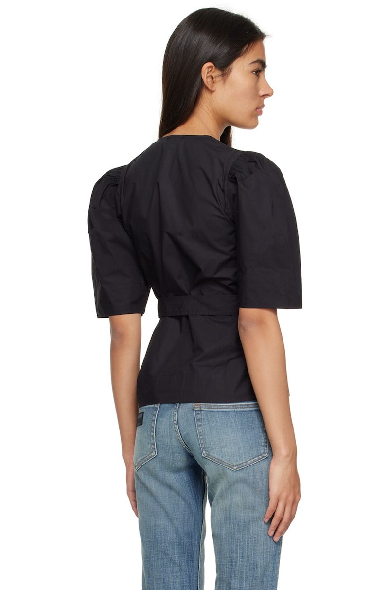 GANNI Wrap Blouse - Black | Garmentory