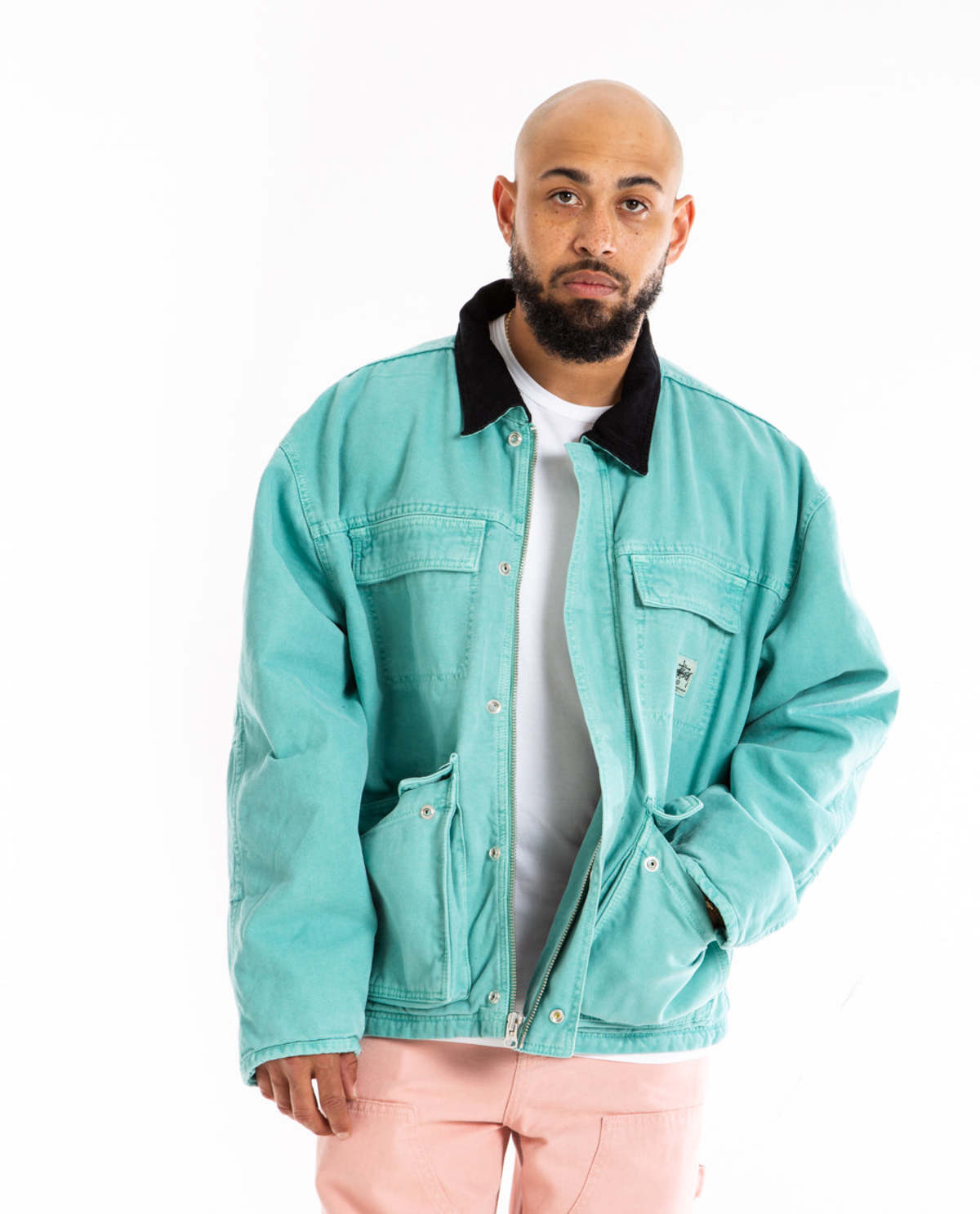 Stussy Washed Canvas Shop Jacket - Teal | Garmentory
