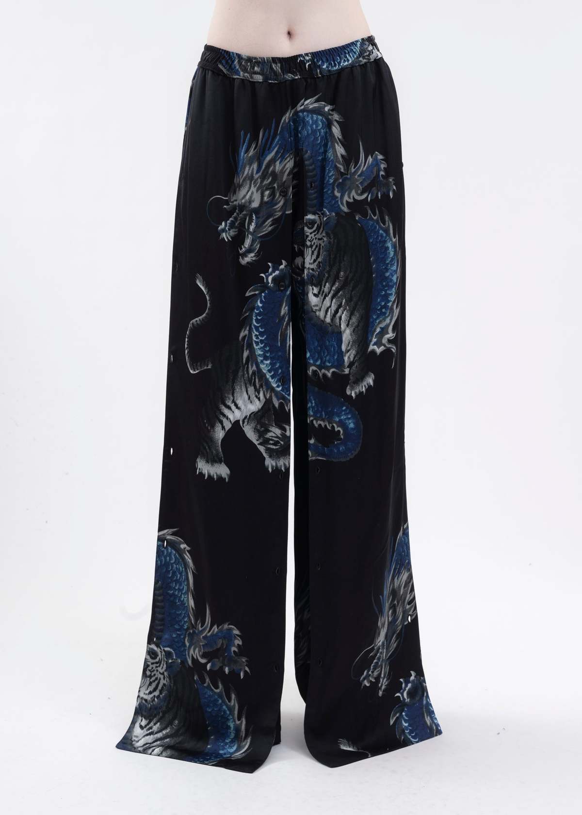 Y/project BUTTON PANEL DRAGON TRACK PANTS - BLACK | Garmentory
