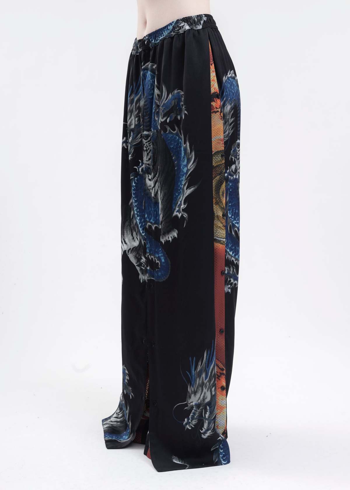 Y/project BUTTON PANEL DRAGON TRACK PANTS - BLACK | Garmentory