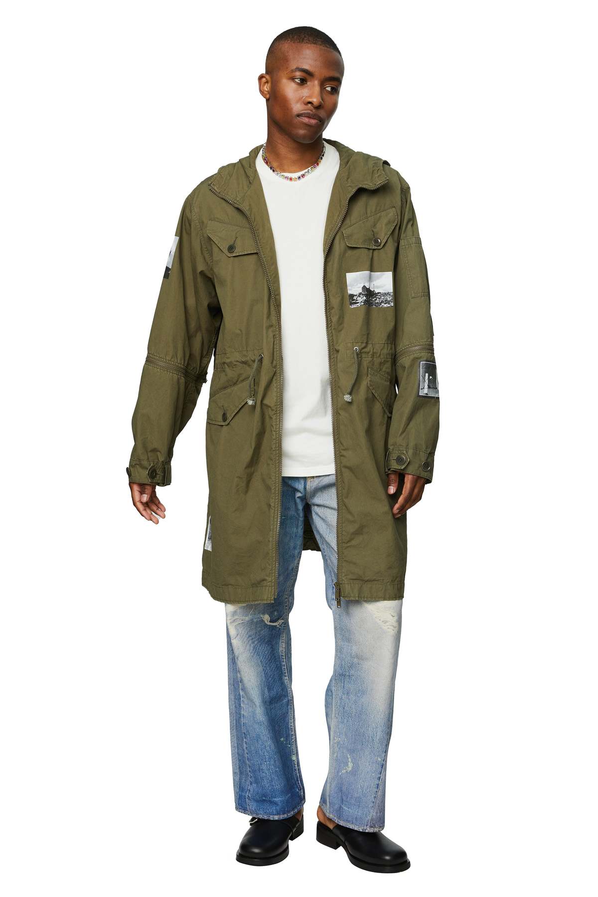 Khaki Green Coat With Cow Images | Garmentory