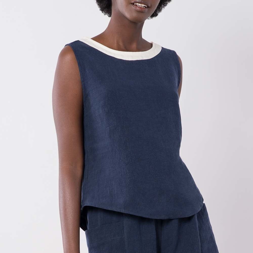 Jennifer Glasgow Trek Tank - Navy/Cream | Garmentory