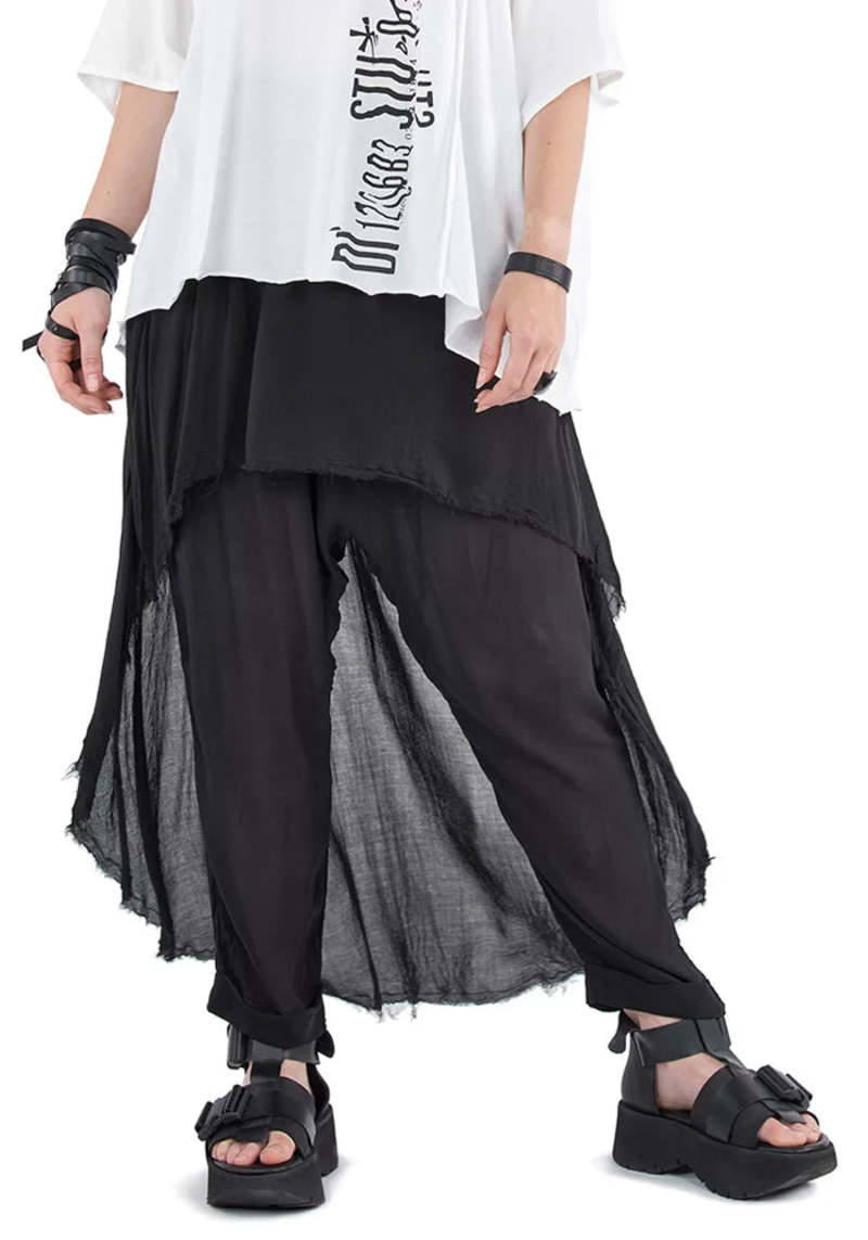 Studio B3 Andra Sheer Skirt Layer Drop Seat Pants - Black | Garmentory