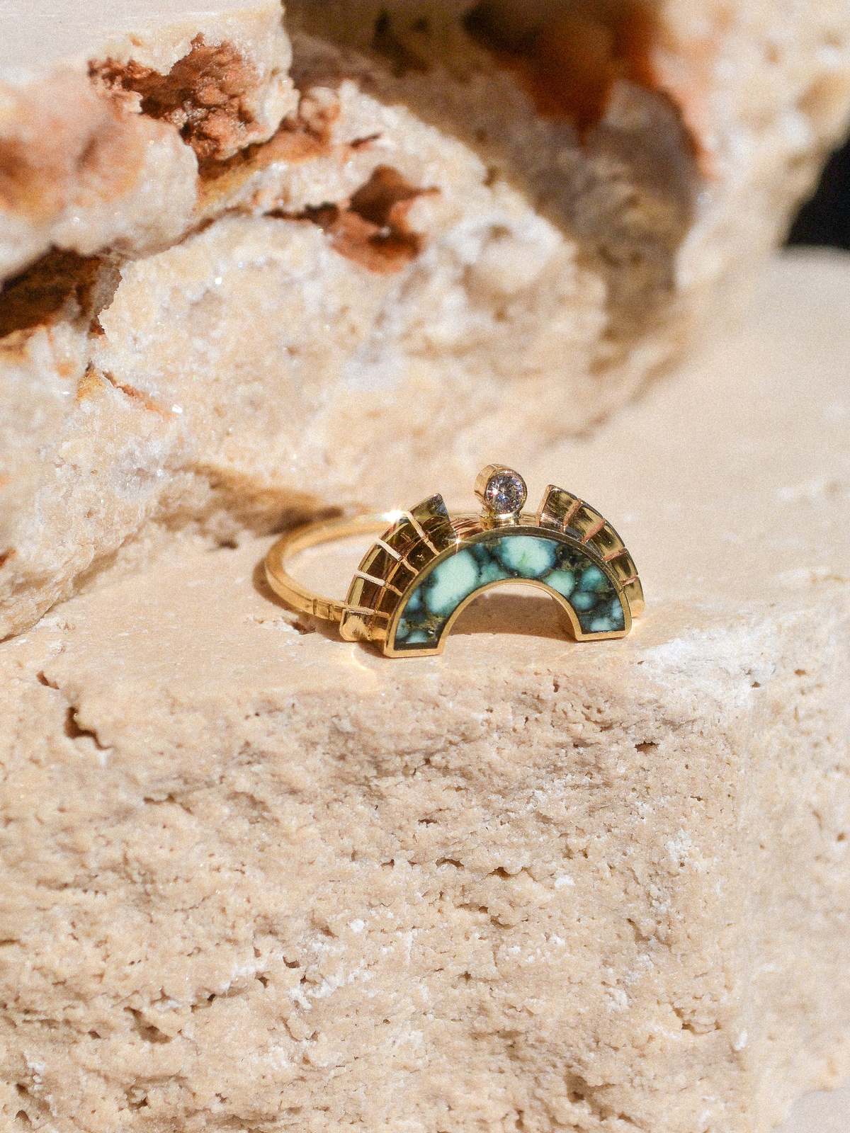 Young in the Mountains Rising Sol Arch Ring Crown Angel Wing Variscite ...