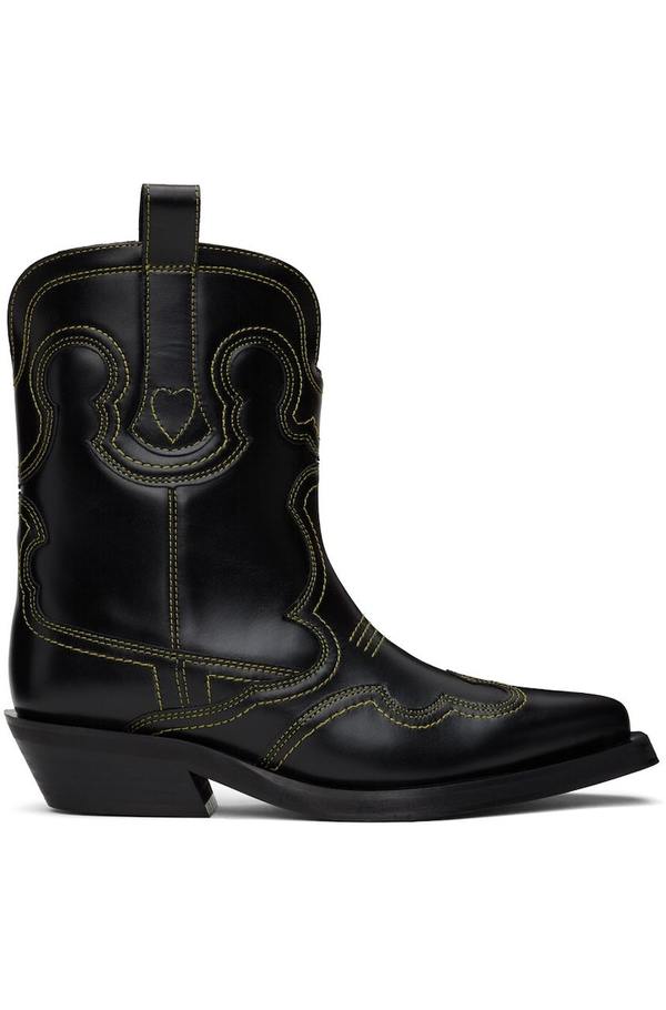 Ganni Western Boots - Black/Yellow | Garmentory