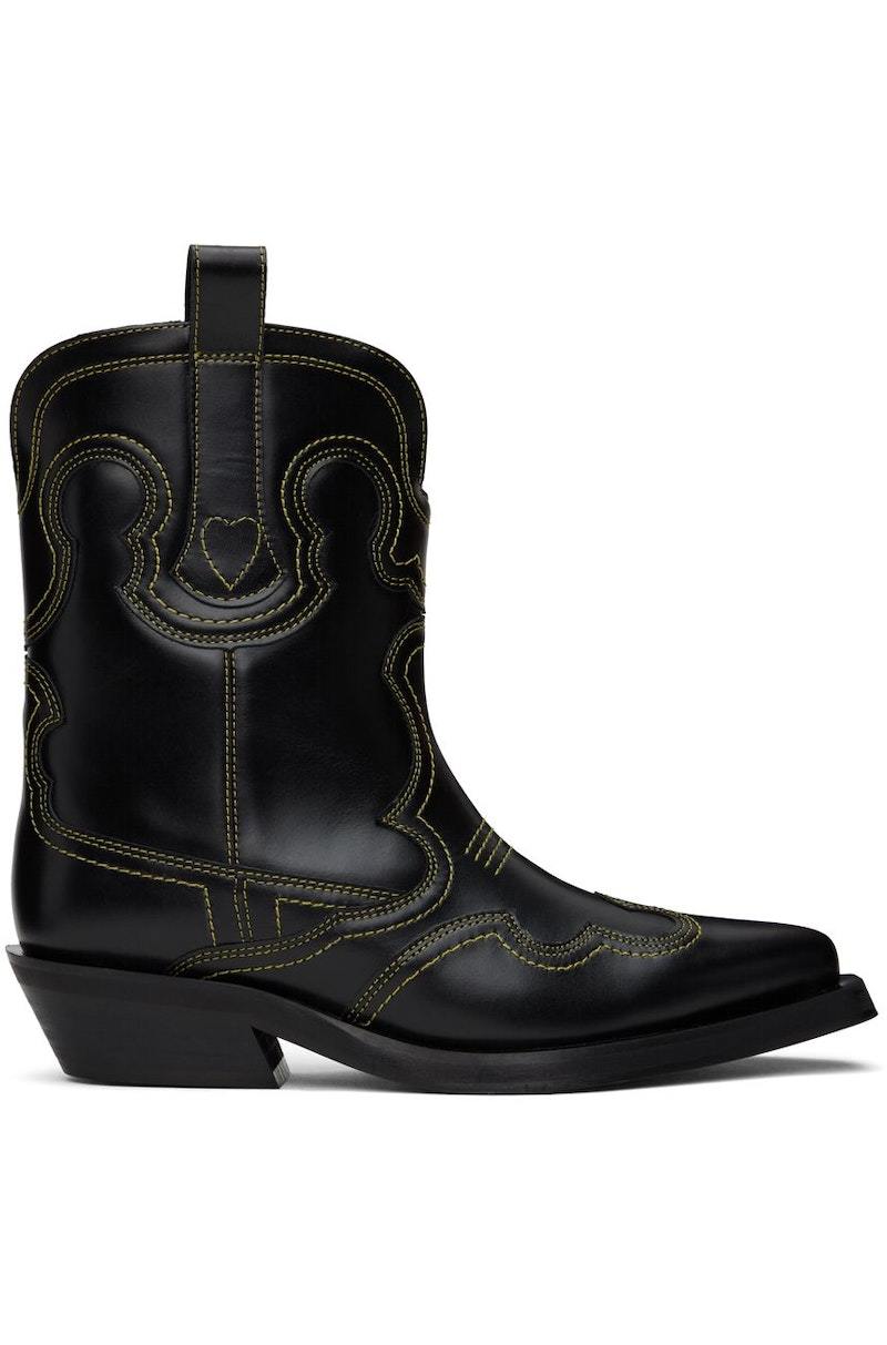 Ganni Western Boots - Black/Yellow | Garmentory