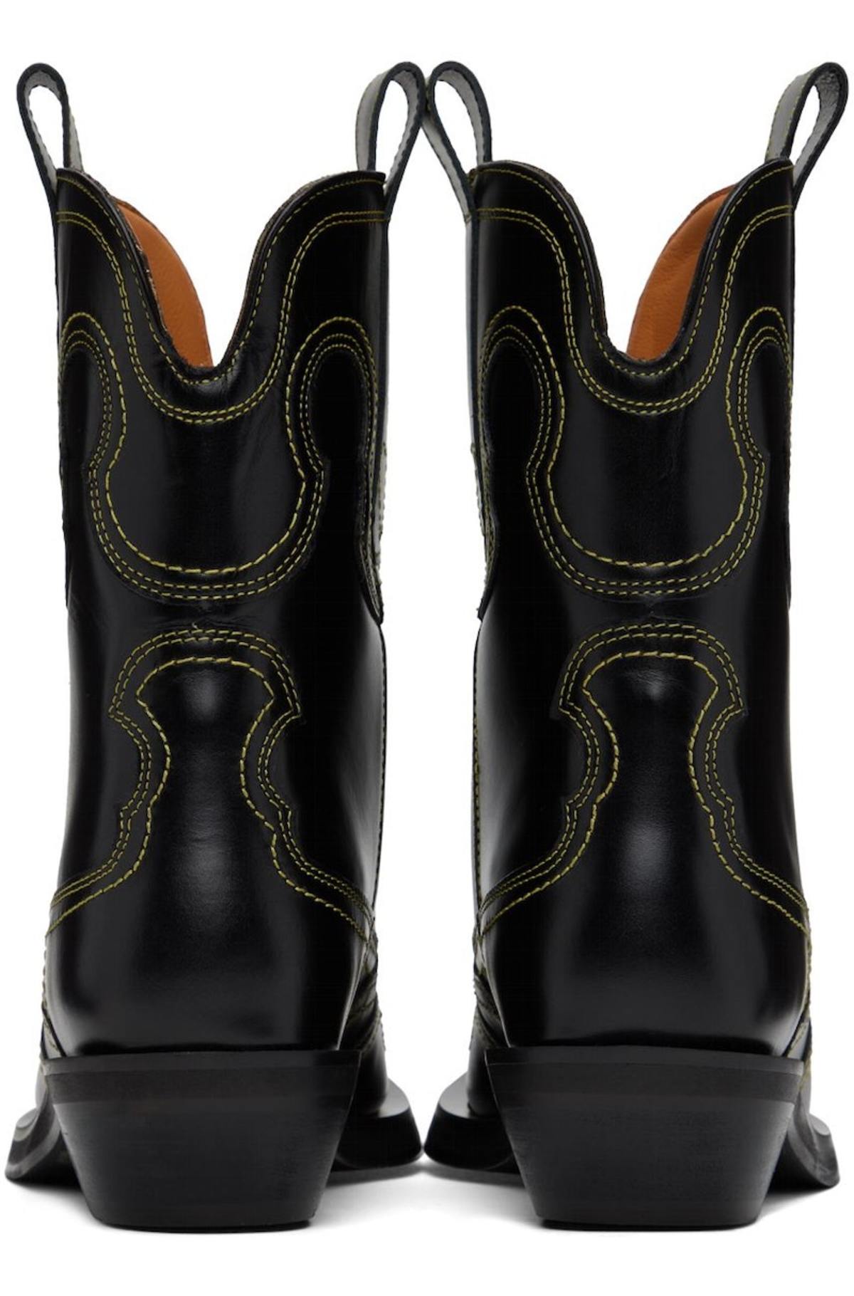 Ganni Western Boots - Black/Yellow | Garmentory
