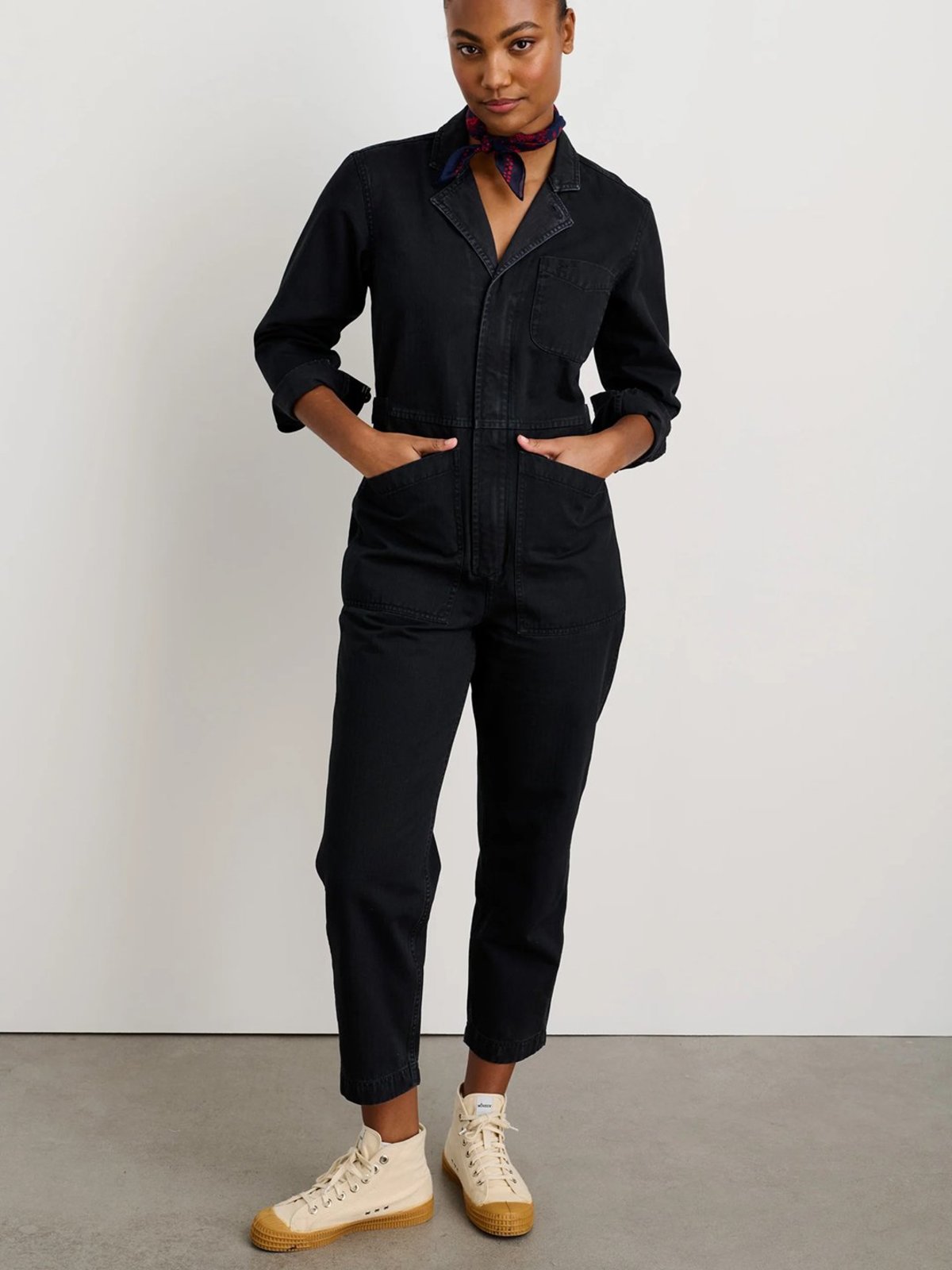 Alex Mill Standard Zip Jumpsuit - Washed Black Herringbone | Garmentory
