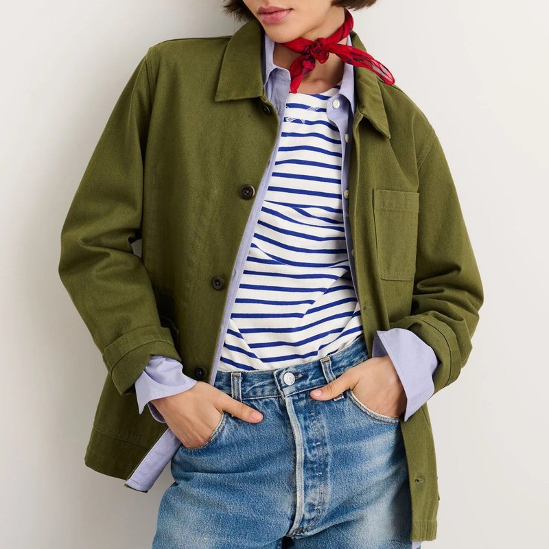 Alex Mill Britt Work Jacket - Army Olive Recycled Denim | Garmentory