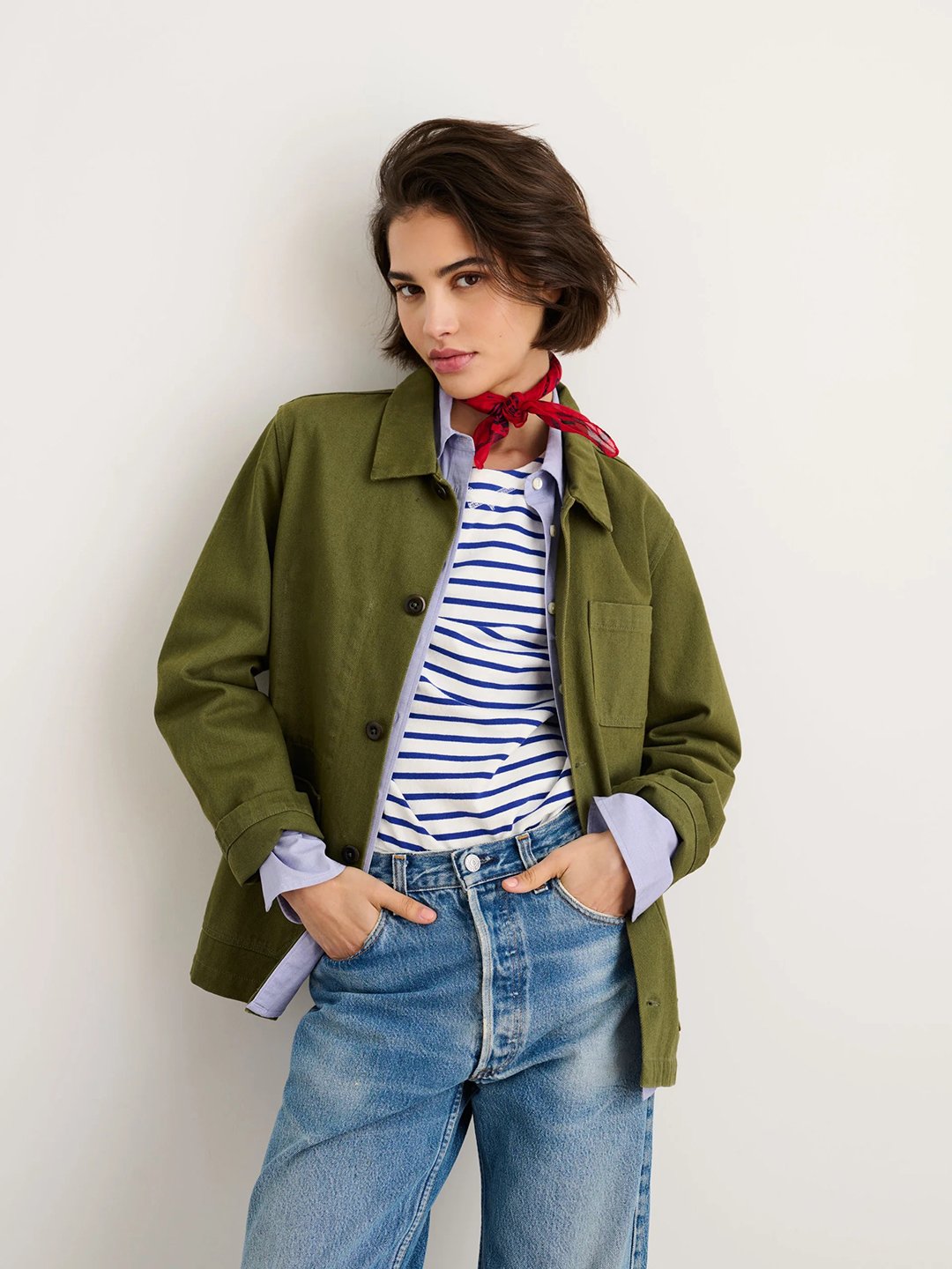 Alex Mill Britt Work Jacket - Army Olive Recycled Denim | Garmentory