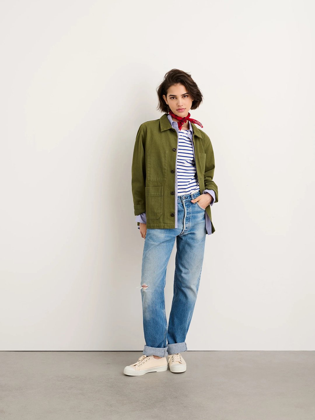 Alex Mill Britt Work Jacket - Army Olive Recycled Denim | Garmentory