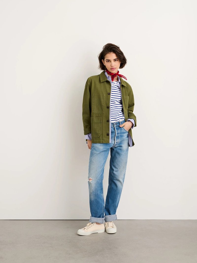 Alex Mill Britt Work Jacket - Army Olive Recycled Denim | Garmentory