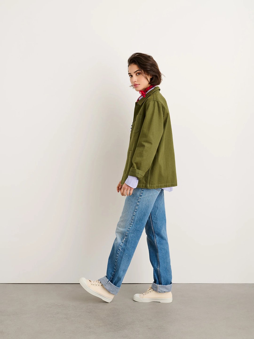 Alex Mill Britt Work Jacket - Army Olive Recycled Denim | Garmentory