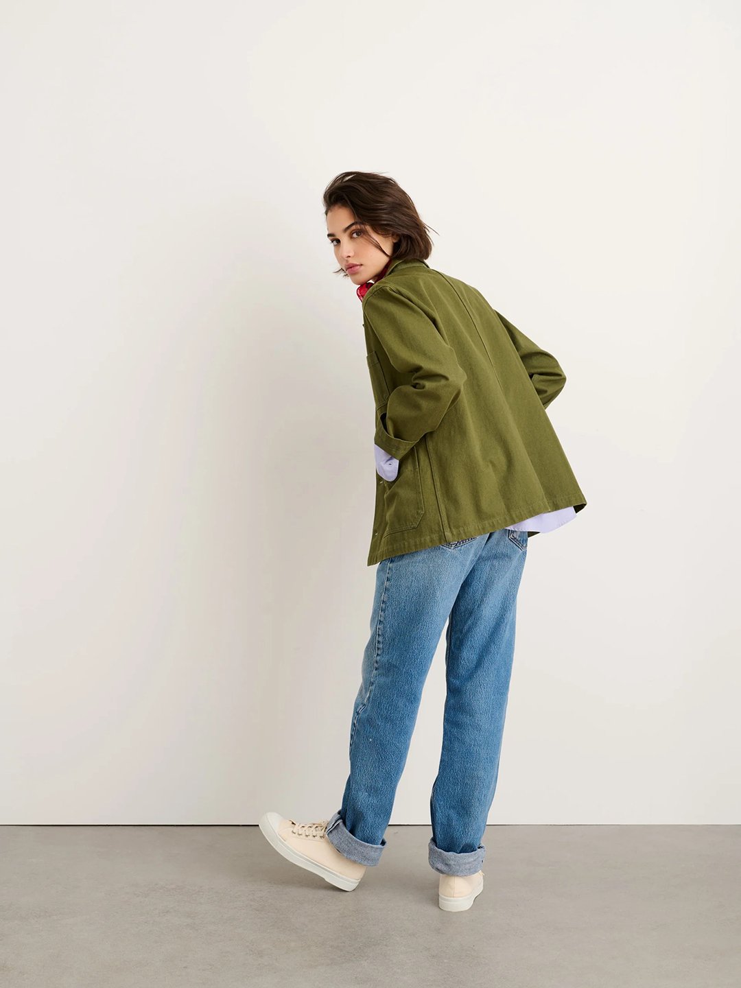 Alex Mill Britt Work Jacket - Army Olive Recycled Denim | Garmentory