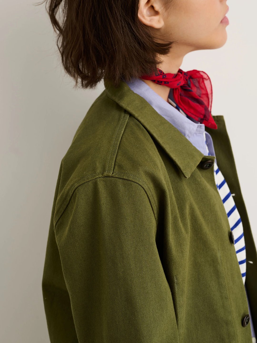 Alex Mill Britt Work Jacket - Army Olive Recycled Denim | Garmentory