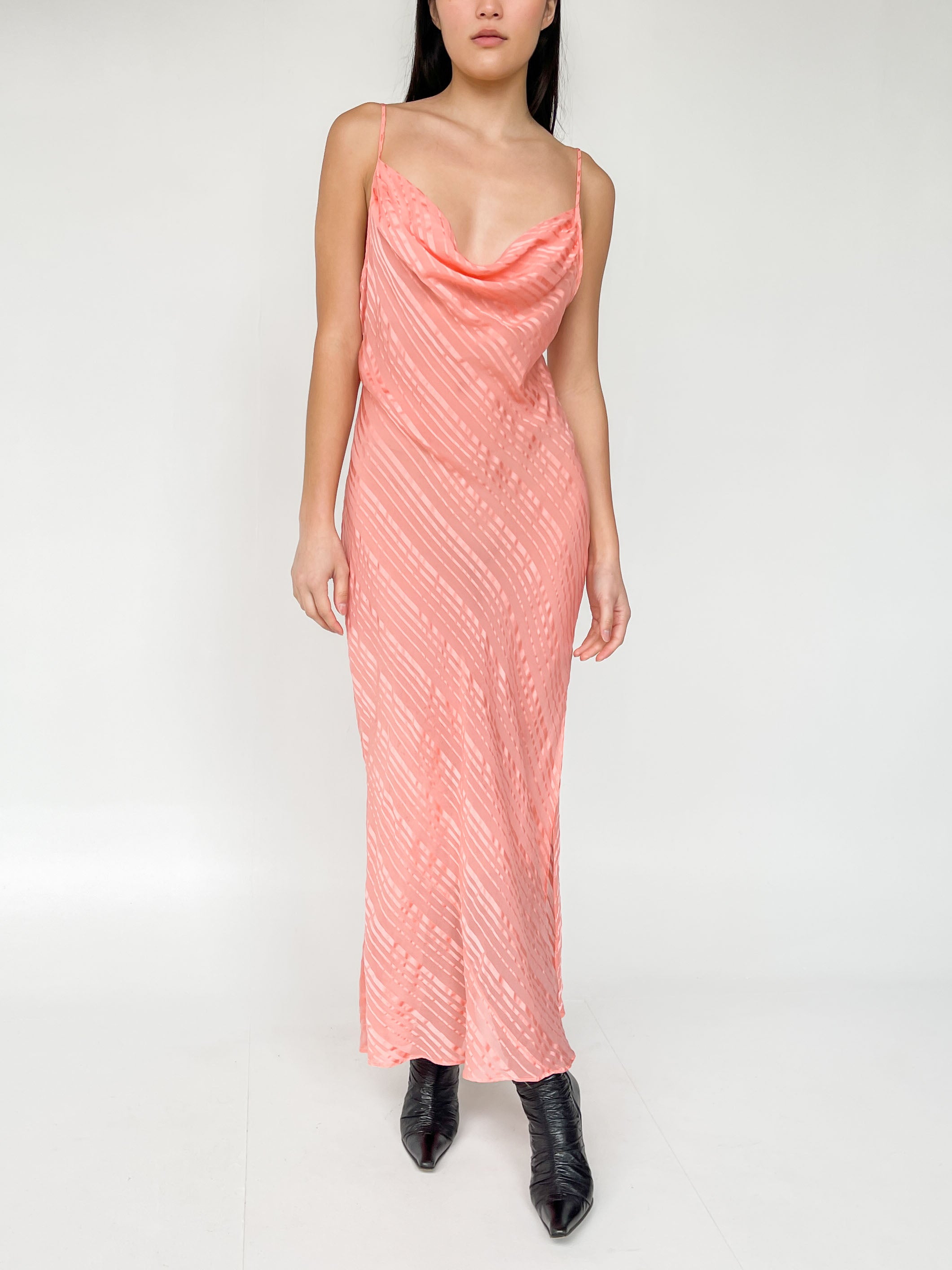 Silk Panel Backless Slip Dress - Pink | Garmentory