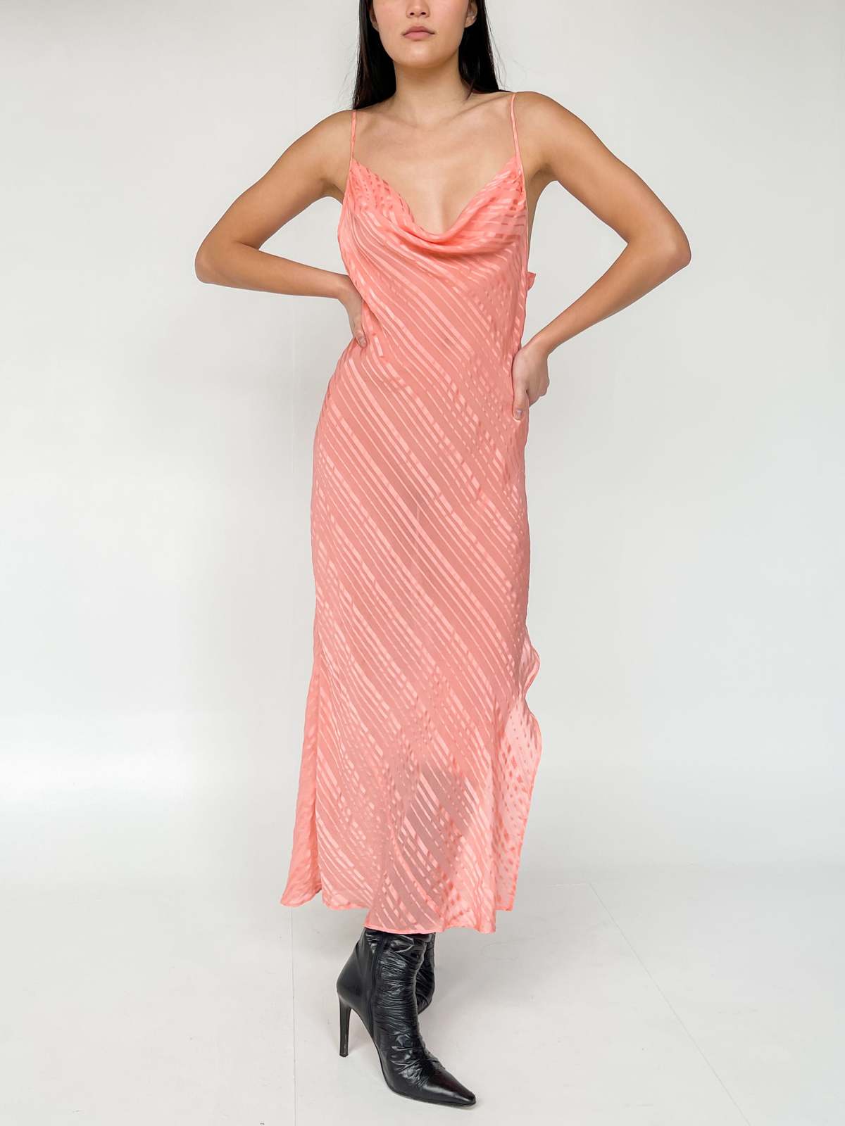 Silk Panel Backless Slip Dress - Pink | Garmentory